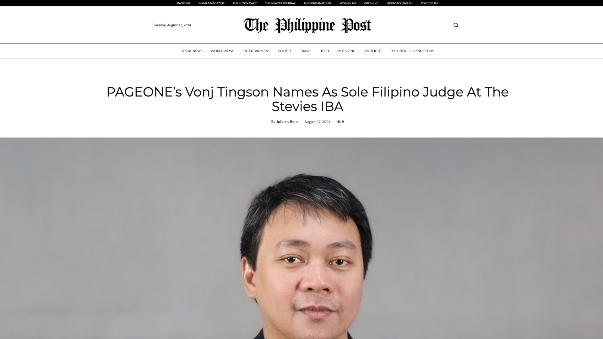 Stevies IBA Names PAGEONE President Vonj Tingson As Sole Filipino Judge | PAGEONE Group